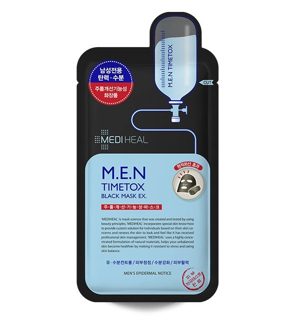 MEDIHEAL MEN Timetox Black Mask Ex [10 sheets] – CALD