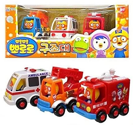 PORORO Rescue set 3 cars Toys Kids ambulance ladder car fire engine